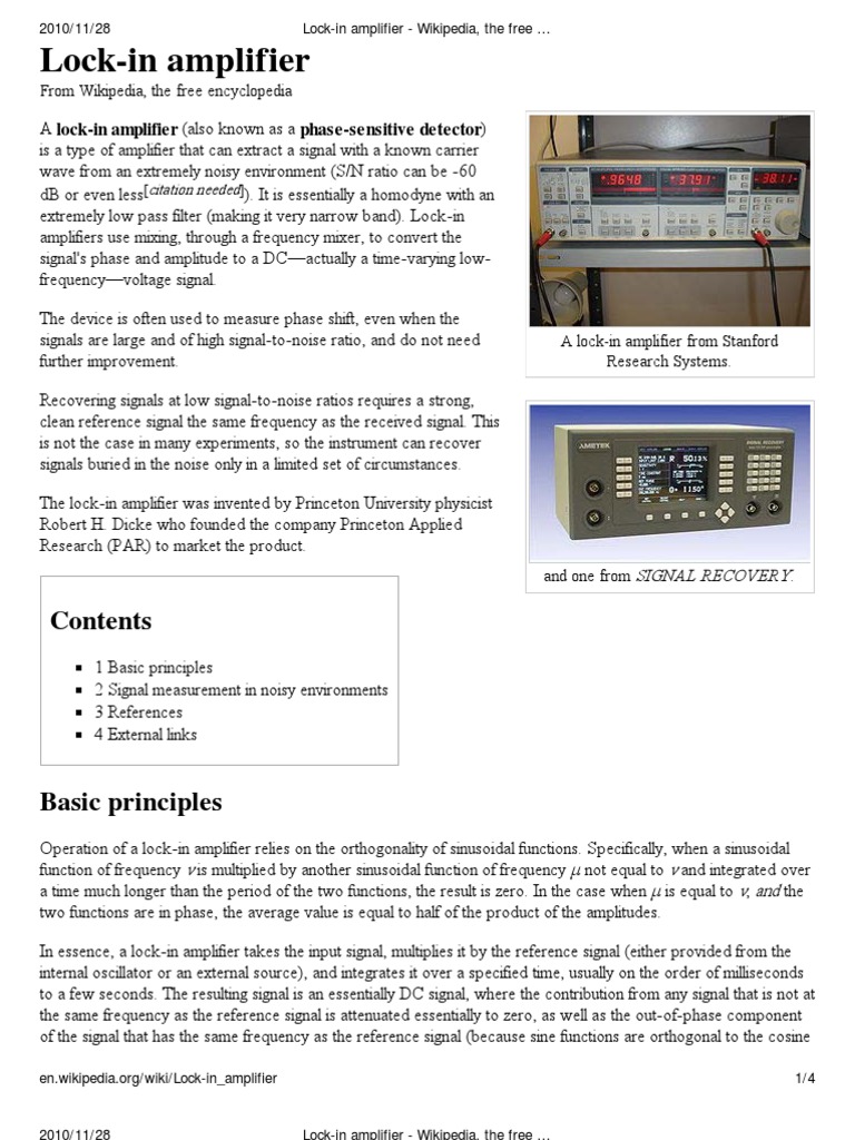 Lock in Amplifier | PDF | Telecommunications Engineering | Electronic ...