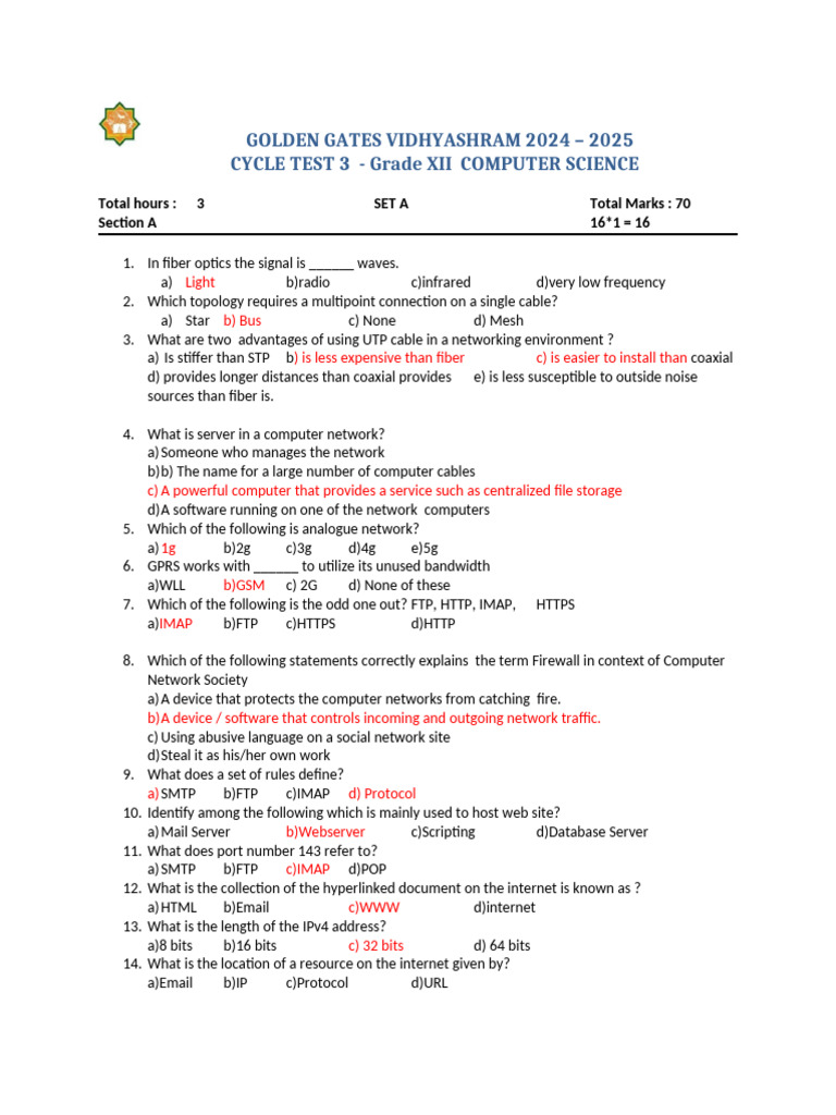 GradeXII CT3 CS Tprs KEYS | PDF | World Wide Web | Internet & Web