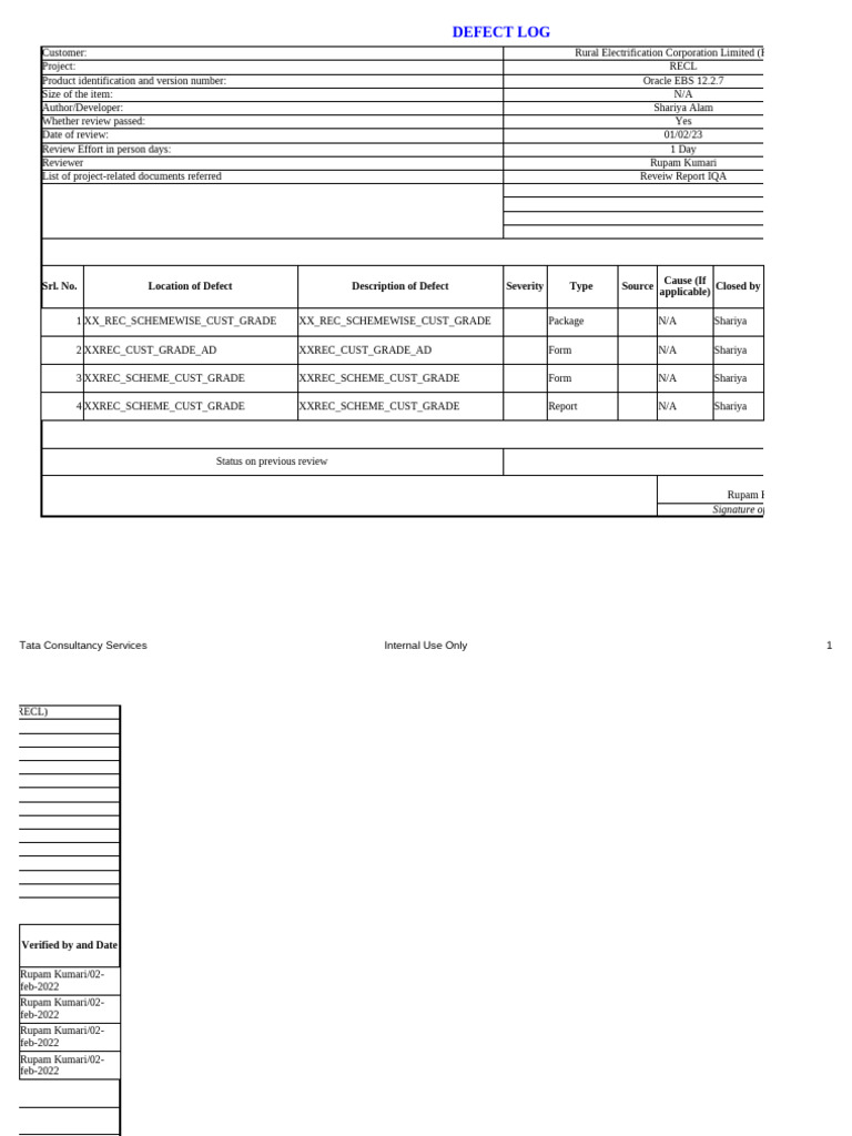Defect Log EQA | PDF | Rural Electrification