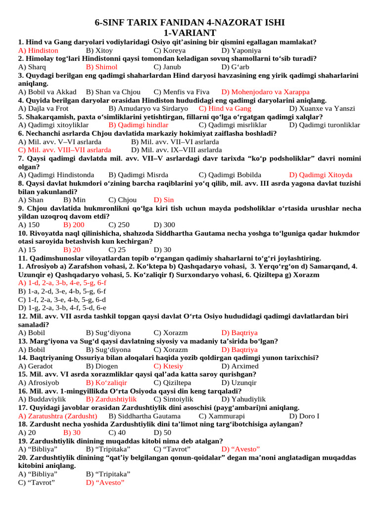 4-Nazorat Ishi 6s | PDF