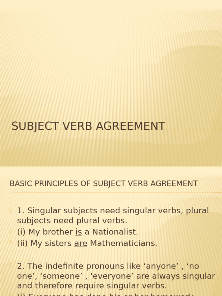 Subject Verb Agreement | PDF | Grammatical Number | Plural