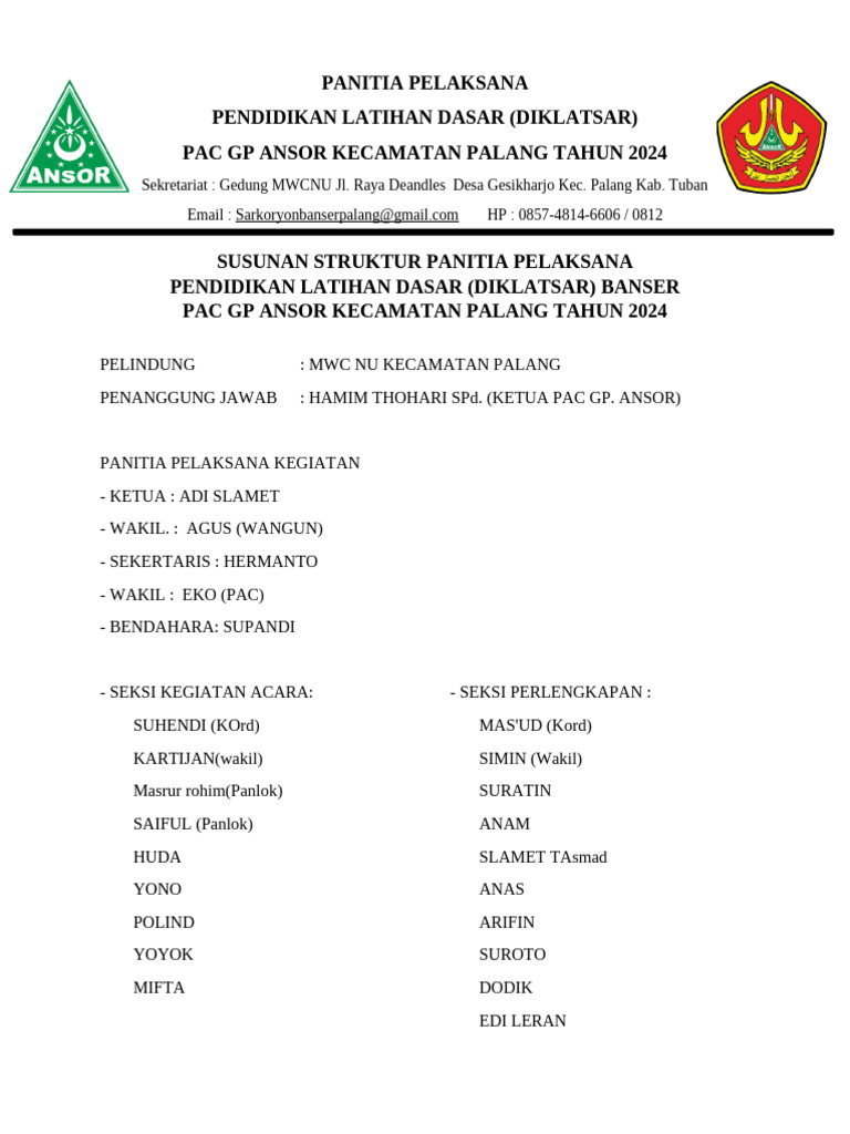 Susunan Struktur Panitia Pelaksana | PDF