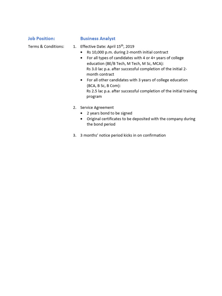 Business Analyst - T&C | PDF