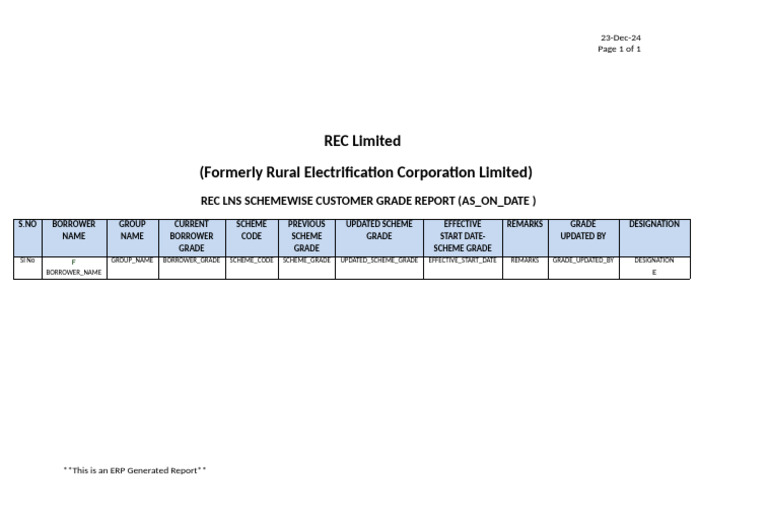 REC Customer Grade Report Summary | PDF