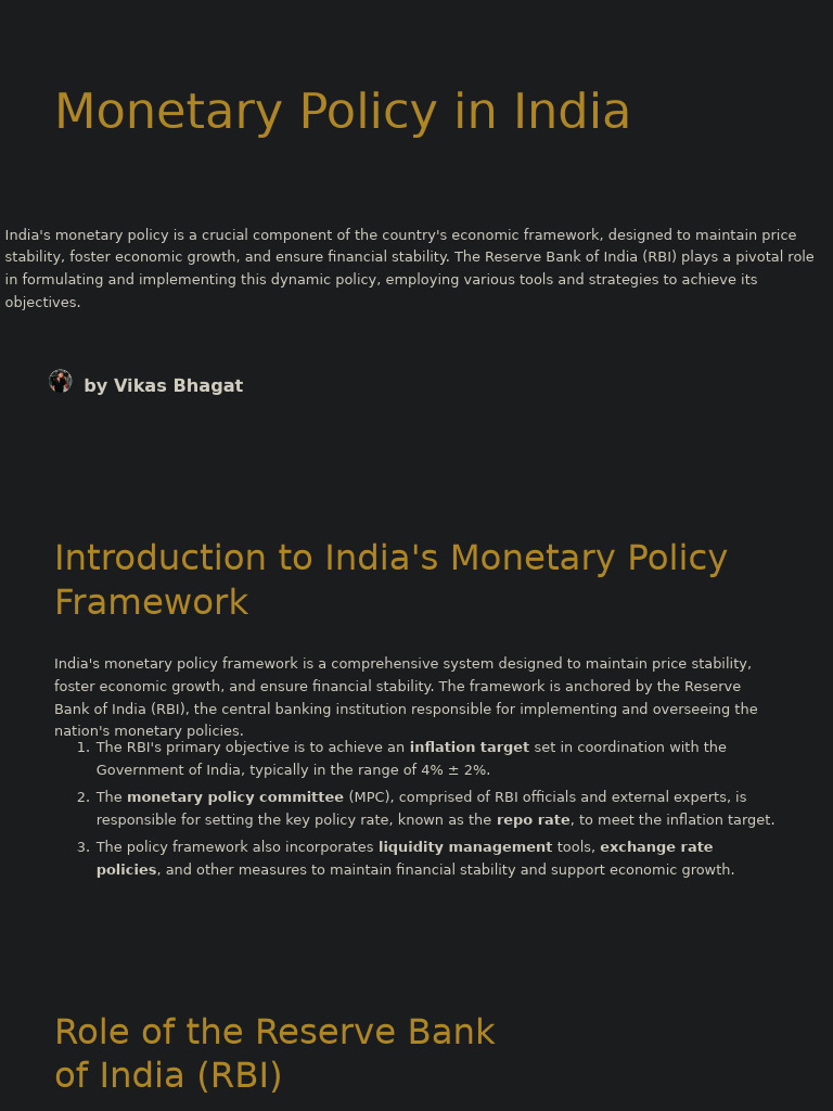 India's Monetary Policy Insights | PDF | Reserve Bank Of India ...