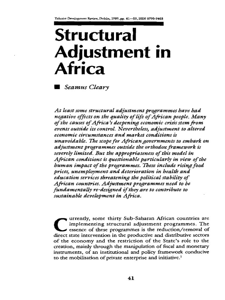 African Structural Adjustment Impact | PDF
