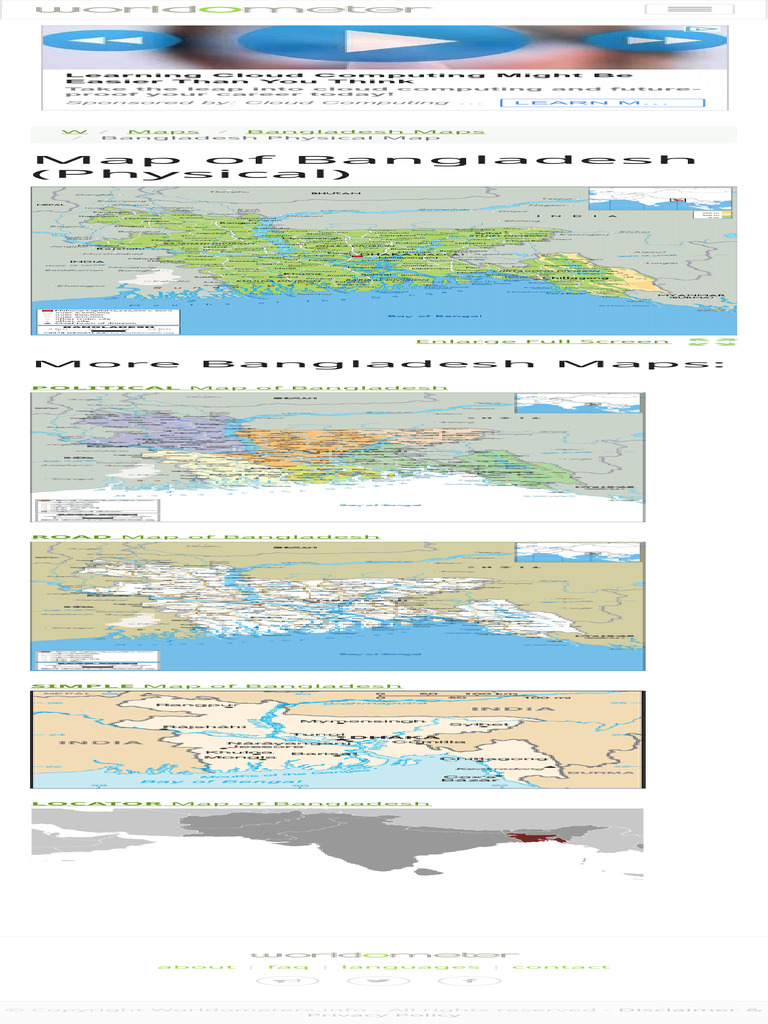Bangladesh Map (Physical) - Worldometer | PDF