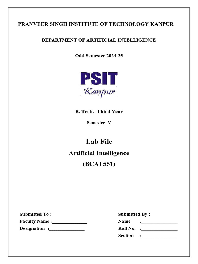 BCAI 551 Lab File_AI | PDF | Engineering | Science