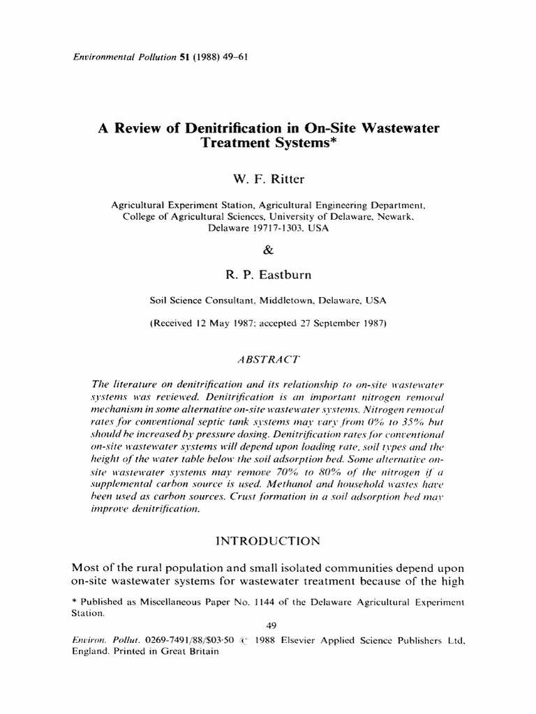 Denitrification in Wastewater Systems | PDF | Septic Tank | Soil