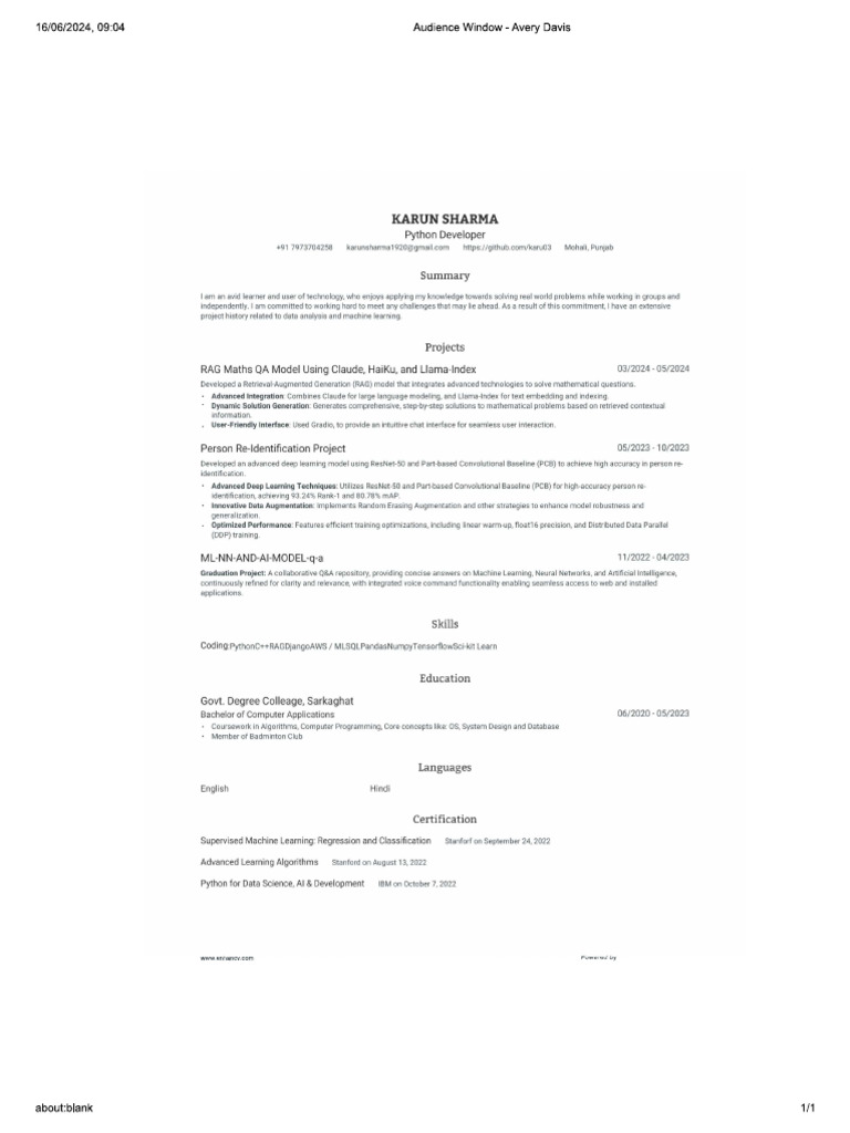 Karun Resume | PDF