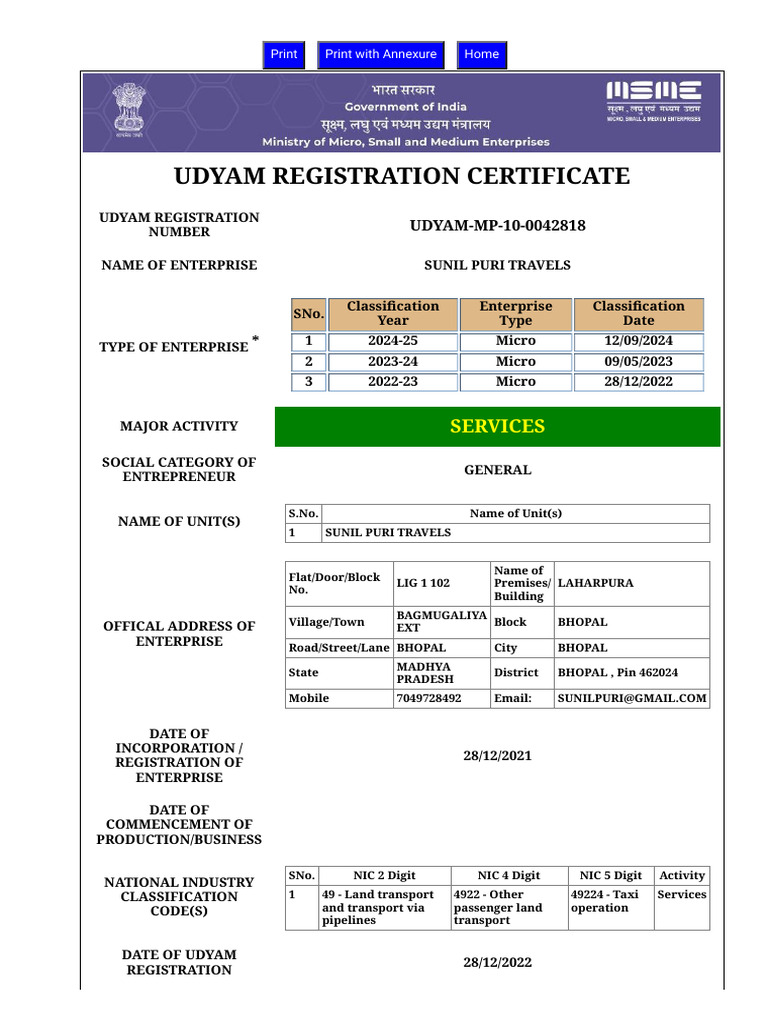 Print _ Udyam Registration Certificate-2 (1) | PDF