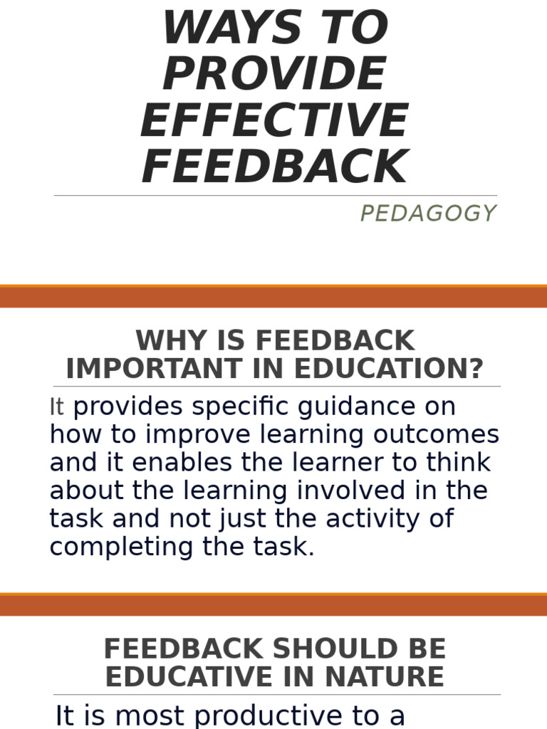 Ways To Provide Effective Feedback | PDF
