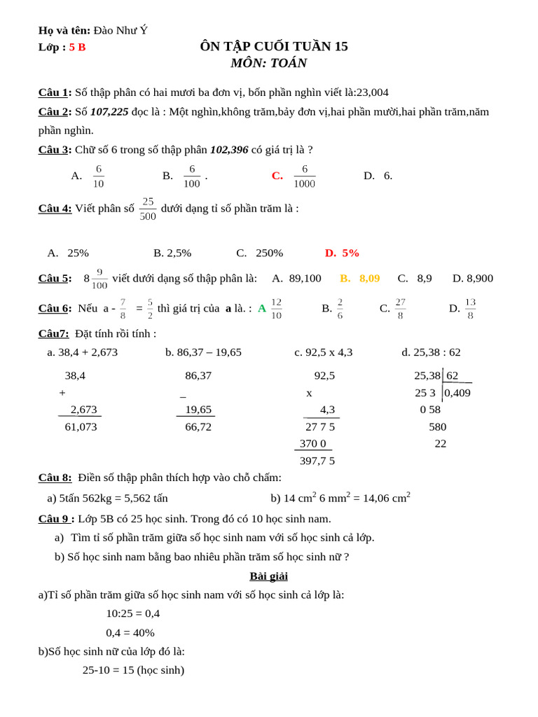 PHT -Tuần 15 | PDF