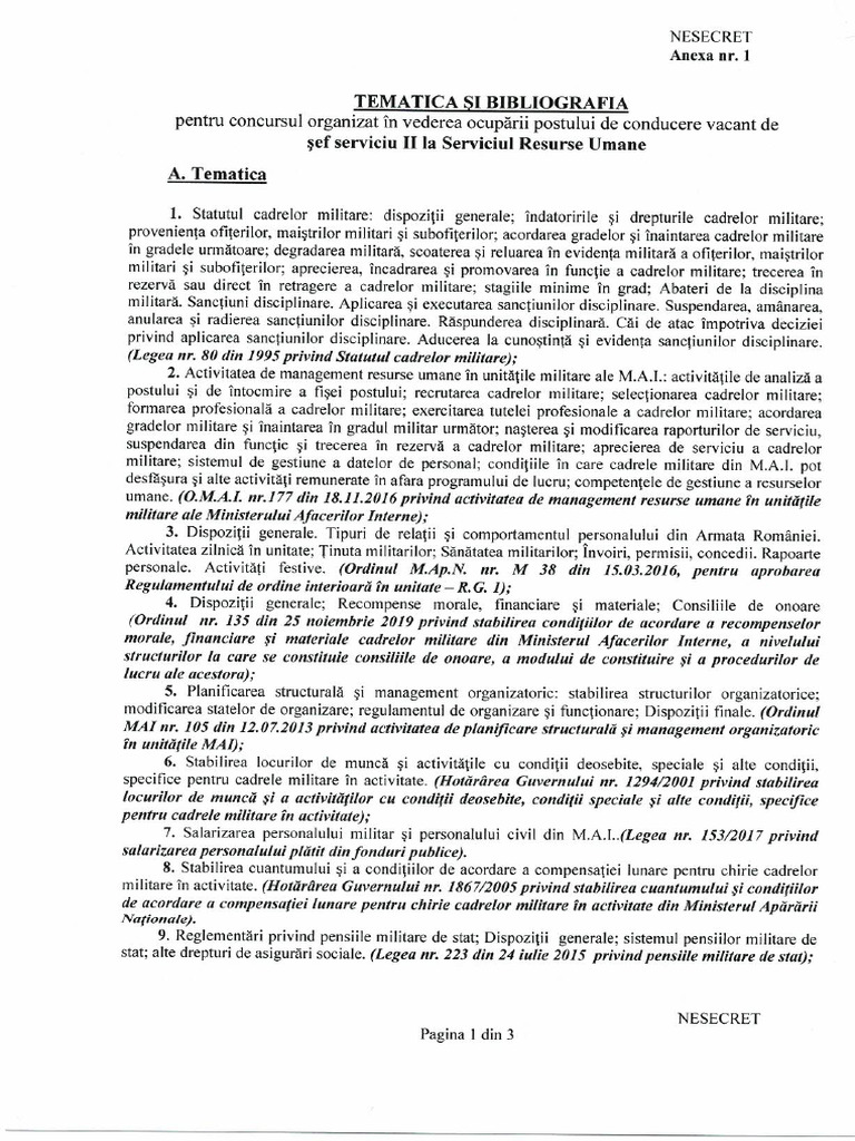 Anexa 1 - Tematica | PDF