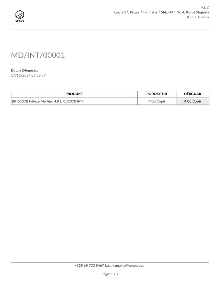 Fletë Dorëzimi - MD - INT - 00001 | PDF