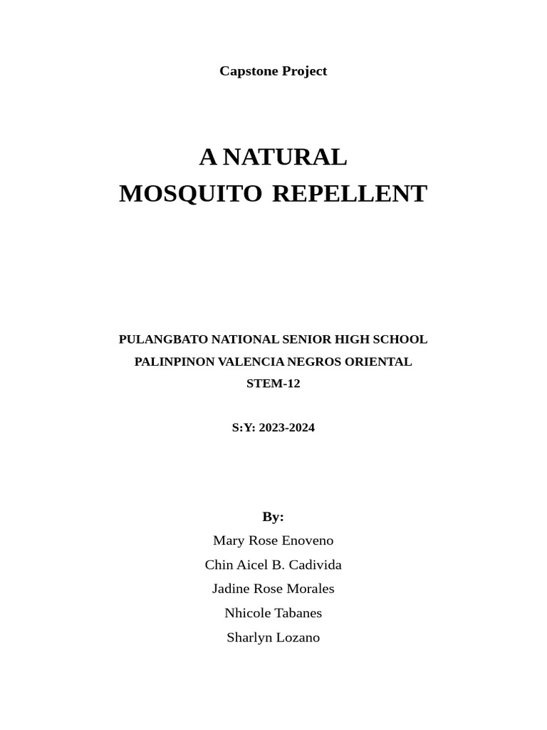 Organic Mosquito Repellent - Capstone Project | PDF