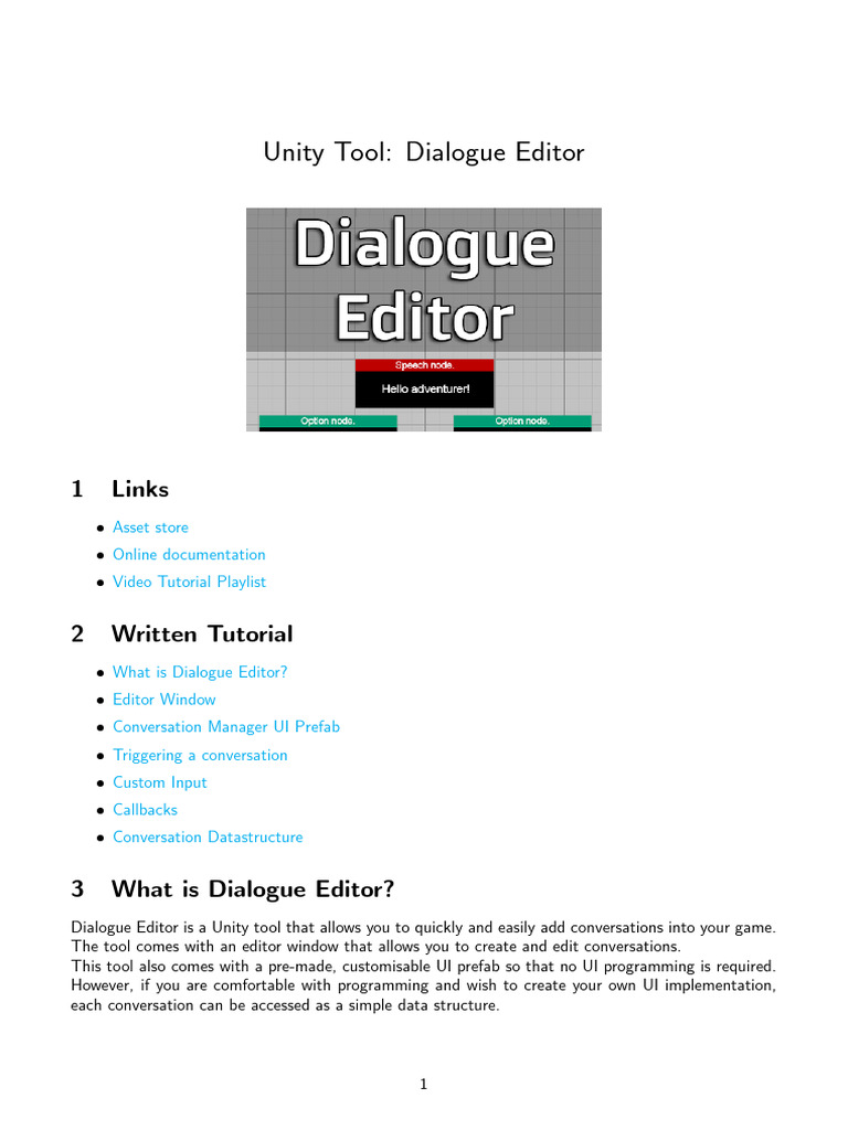 Dialogue Editor Documentation | PDF | Parameter (Computer Programming) | Object (Computer Science)