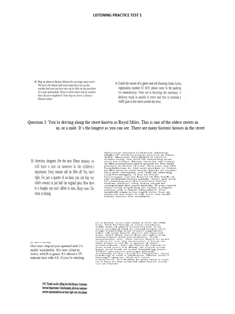 PRACTICE TEST 1 - Key and Tapescript | PDF