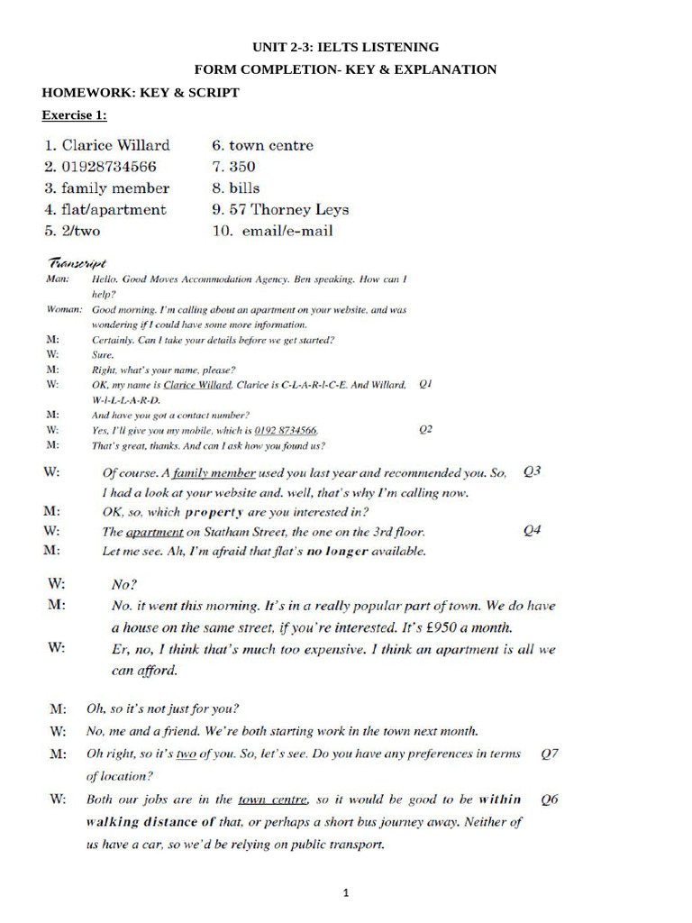 UNIT 2 - 3 - Key - Explanation - Listening | PDF