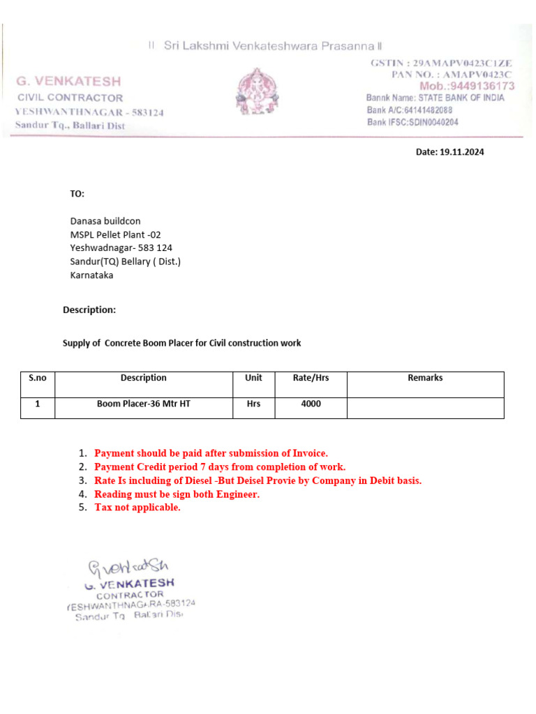 QUATATION Boom Placer | PDF