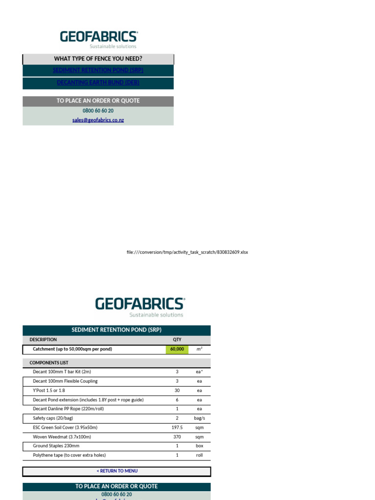GEOFABRICS - Sediment Retention Pond and Bund Calculator | PDF ...