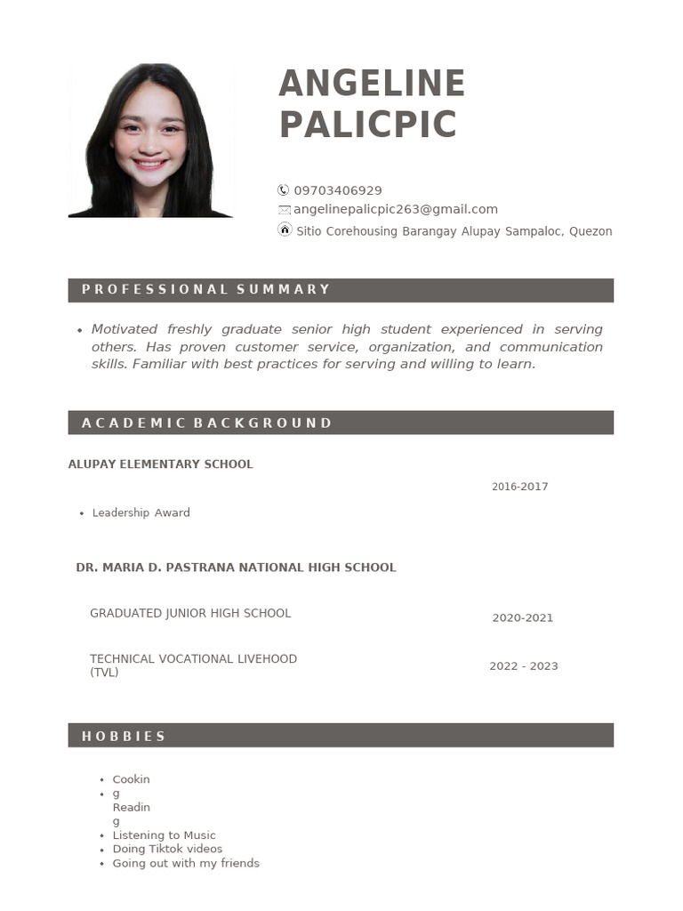 Angeline Palicpic Resume | PDF