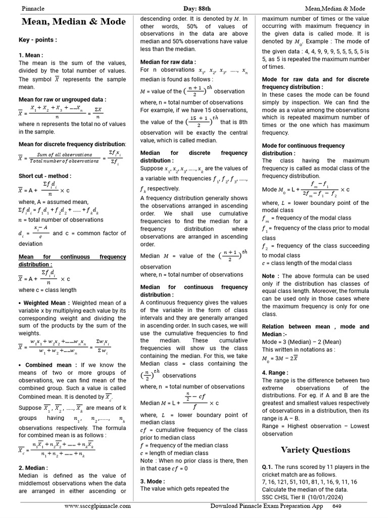 All Mode Formula Explained | PDF | Mean | Statistical Theory