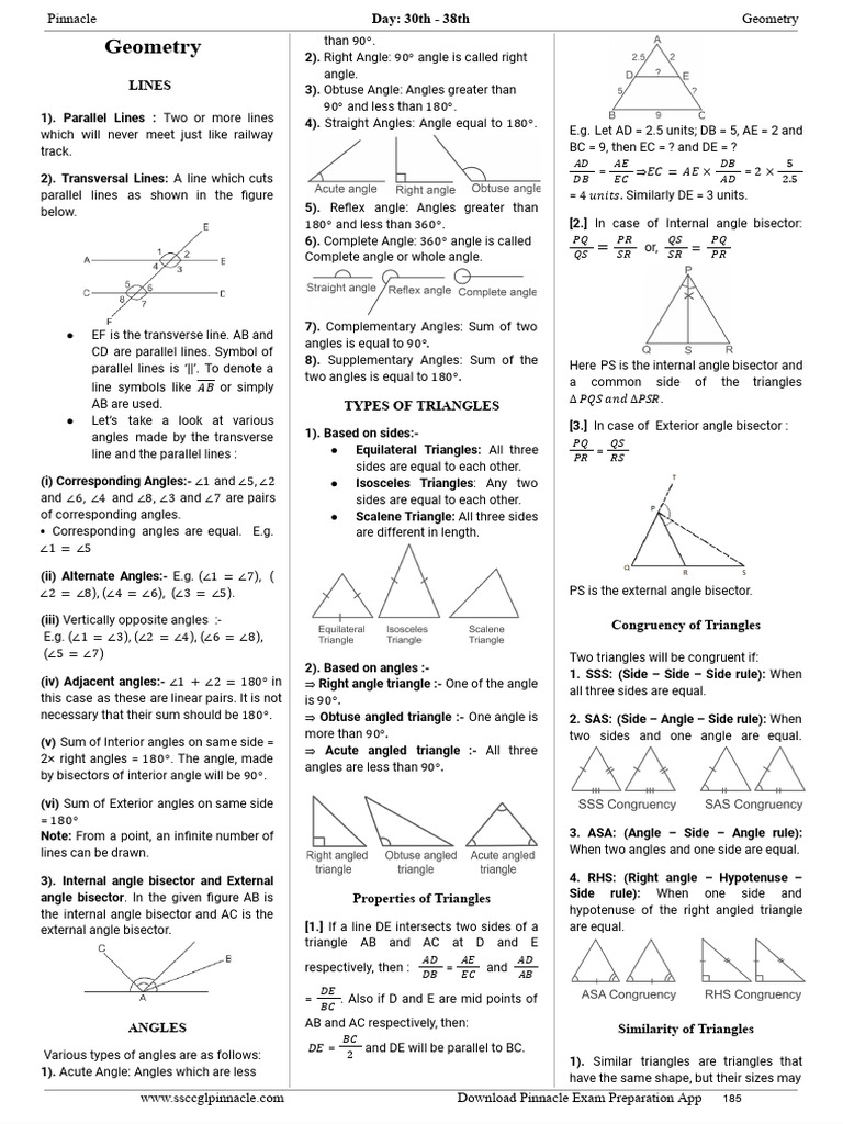 Geometry Concepts: Lines and Angles | PDF | Elementary Mathematics ...