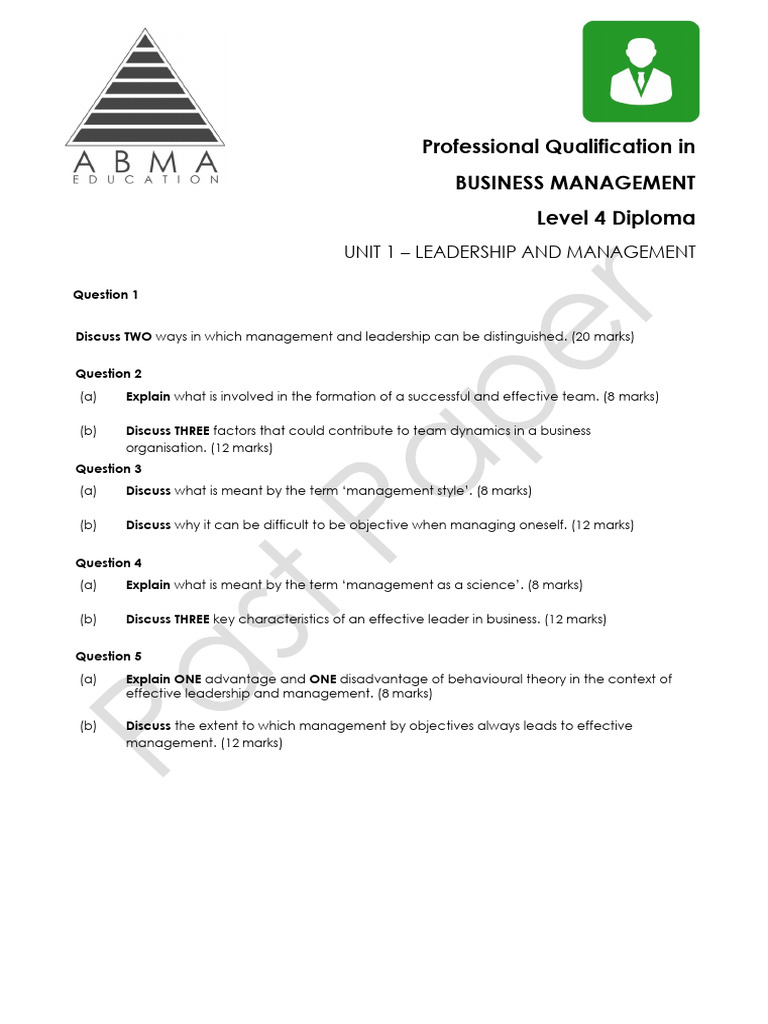 BUSM Level 4 Unit 1 | PDF