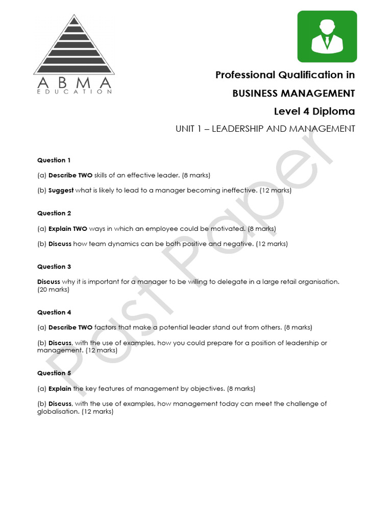 BUSM Level 4 Unit 1 1 | PDF