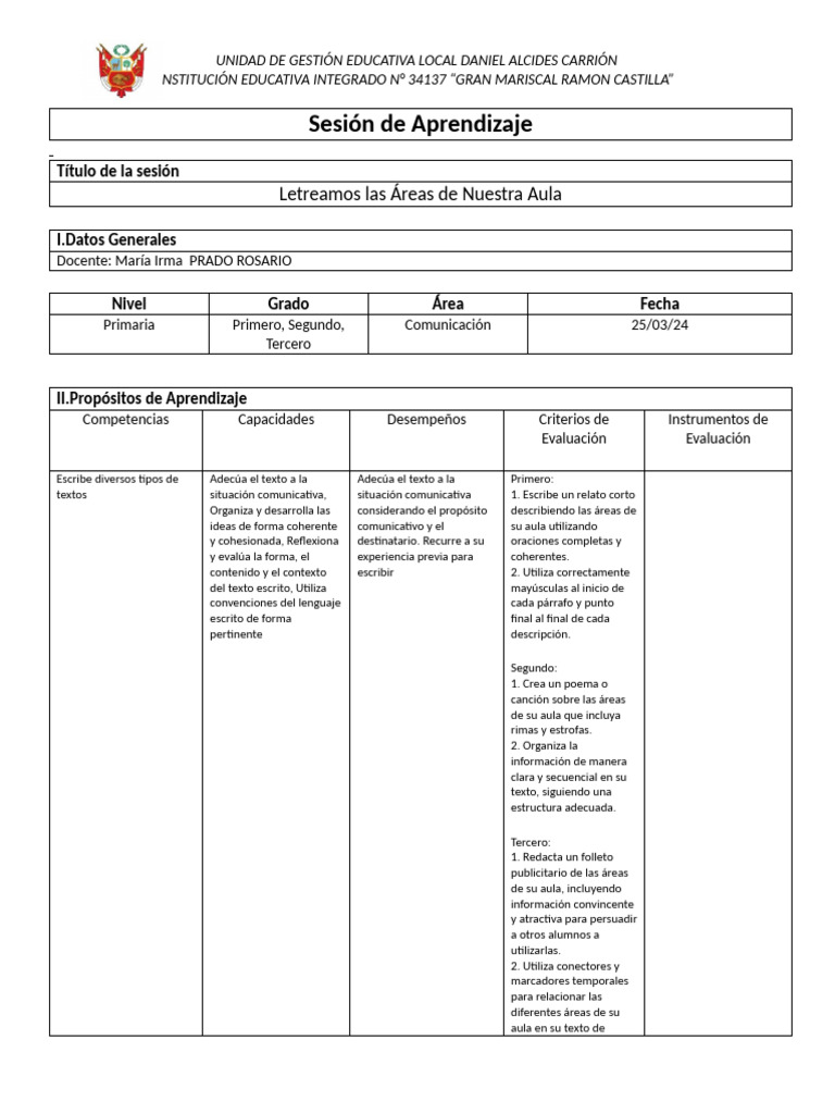 Explorando Áreas del Aula | PDF | Aprendizaje | Salón de clases