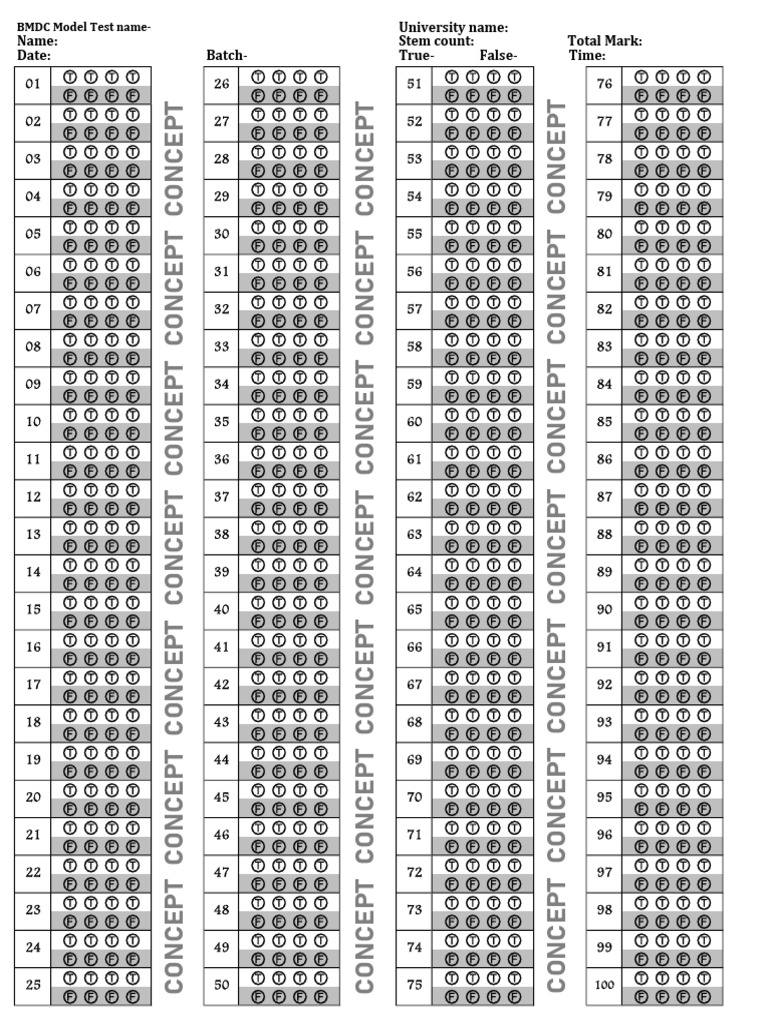 Simple Bold BMDC OMR | PDF
