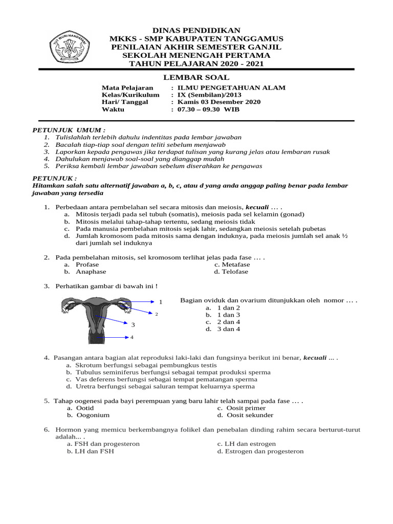 Soal IPA PAS Ganjil TP20-21 KlS-9 | PDF