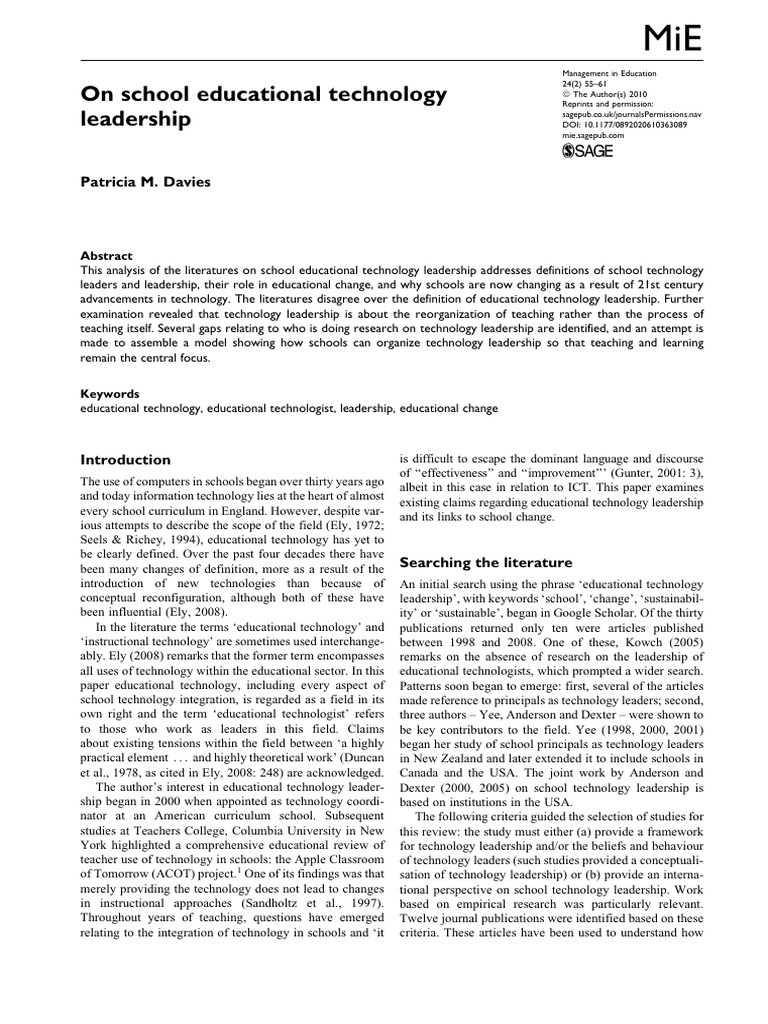 davies-2010-on-school-educational-technology-leadership (1) | PDF ...