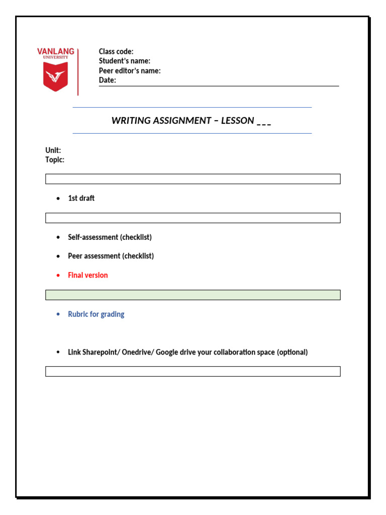 Template Writing Assignment | PDF