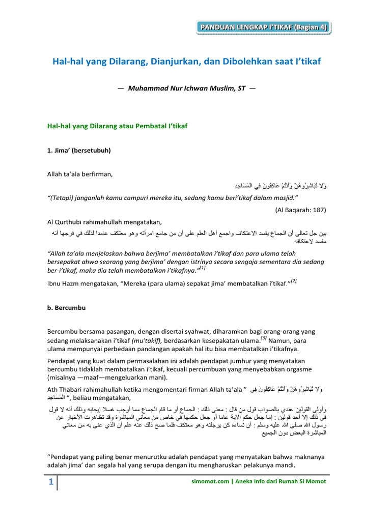 Panduan I'tikaf Lengkap | PDF