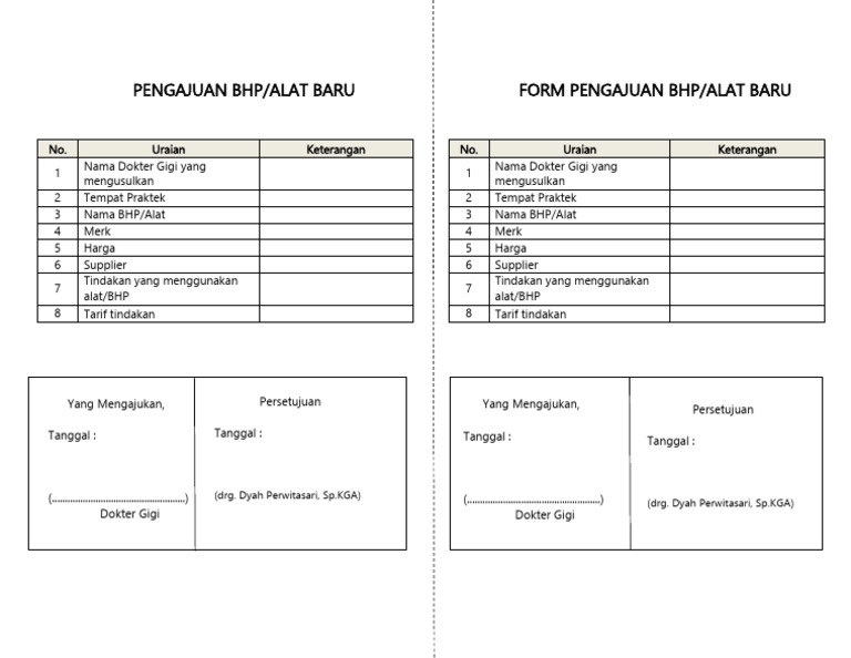 Form Pengajuan Bhp-Alat Baru-2 | PDF