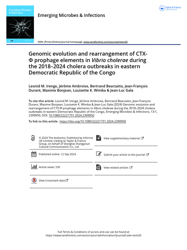 EMI-CTX - Prophage Elements in Vibrio Cholerae During The 2018 2024 ...