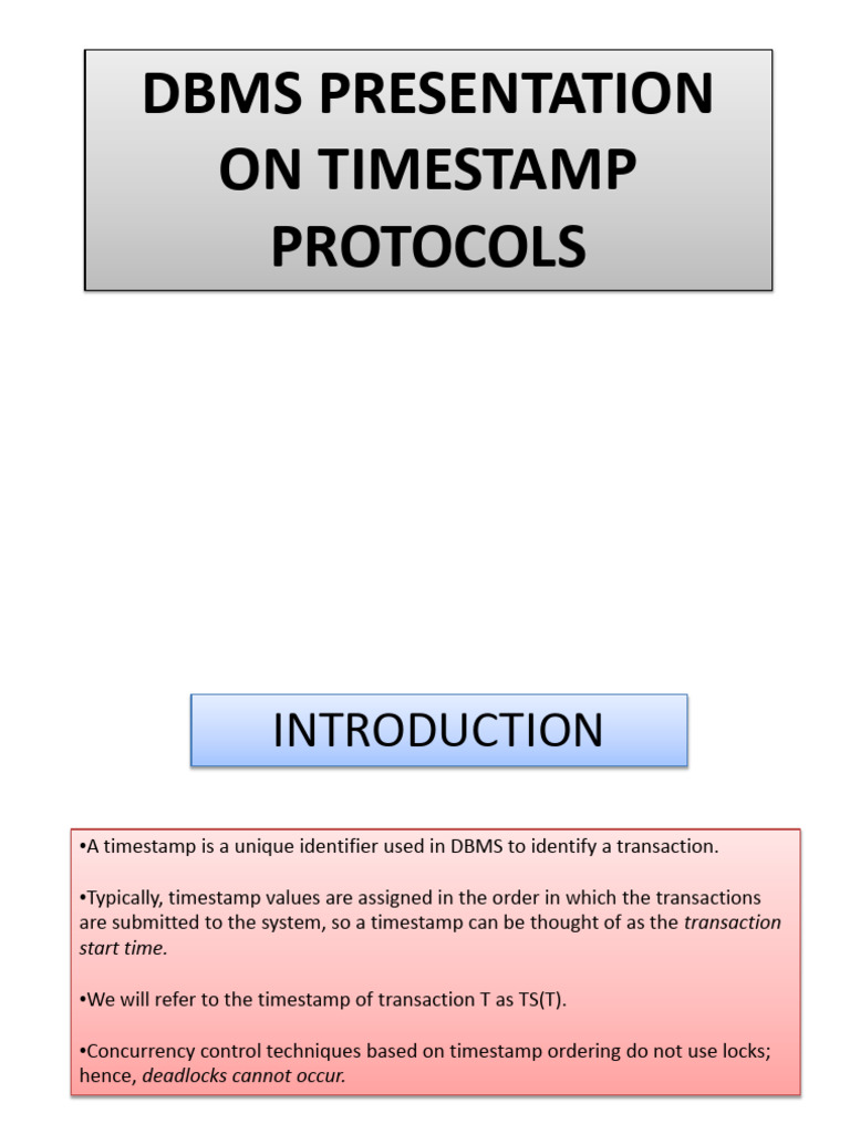 Unit 4_Timestamp Based Protocols-concepts | PDF | Concurrency (Computer Science) | Databases