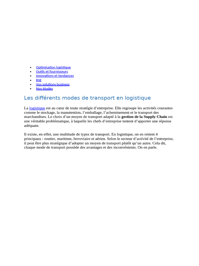 Modes de transport en logistique | PDF | Mode de transport | Transport
