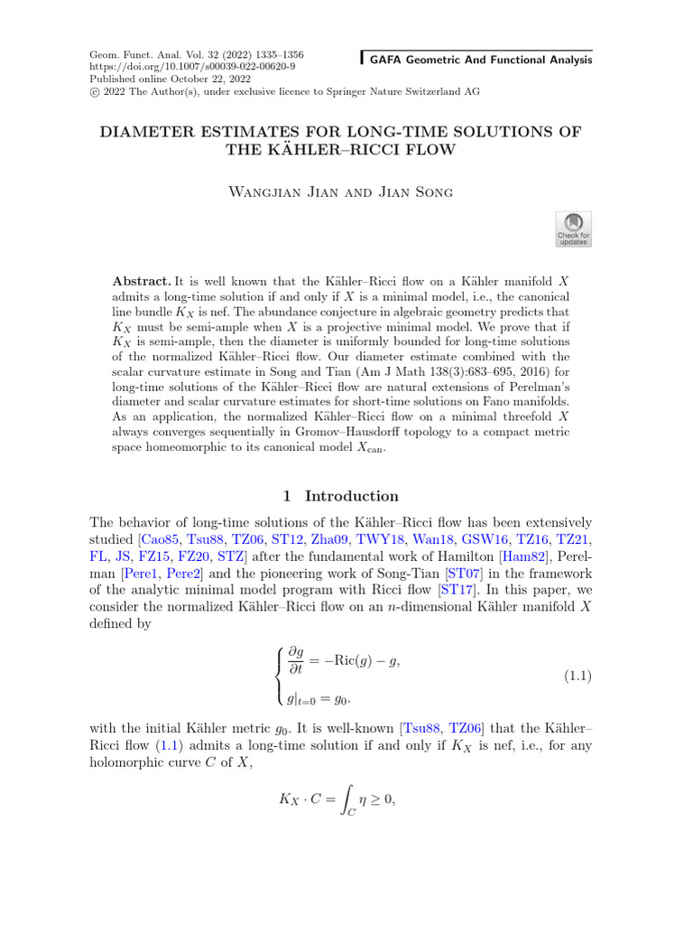 Diameter Estimates For Long-Time Solutions of The Kahler-Ricci Flow ...