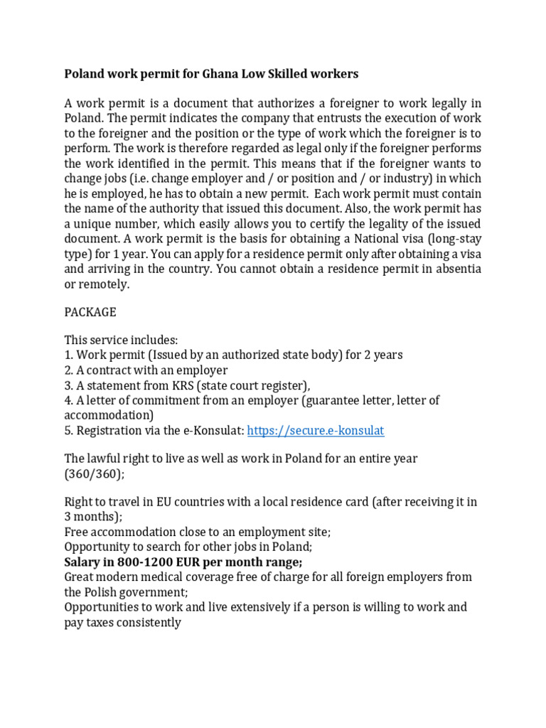 Poland Work Permit for Ghana Workers | PDF | Travel Visa | Government ...