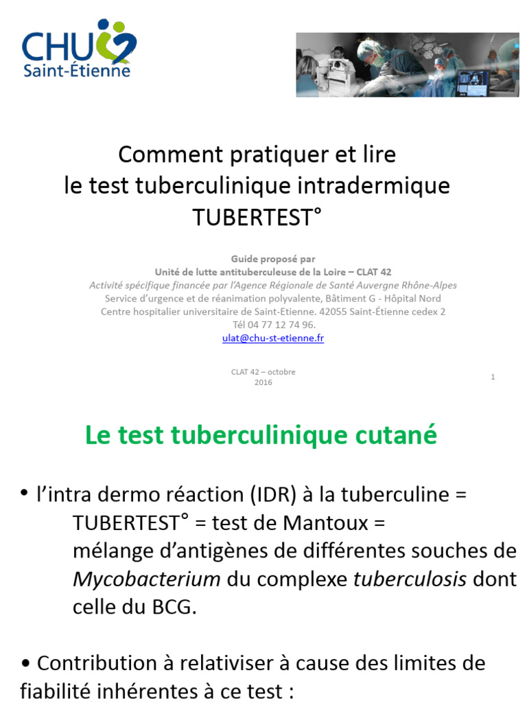 Interprétation du Test Tuberculinique IDR | PDF | Médecine clinique ...