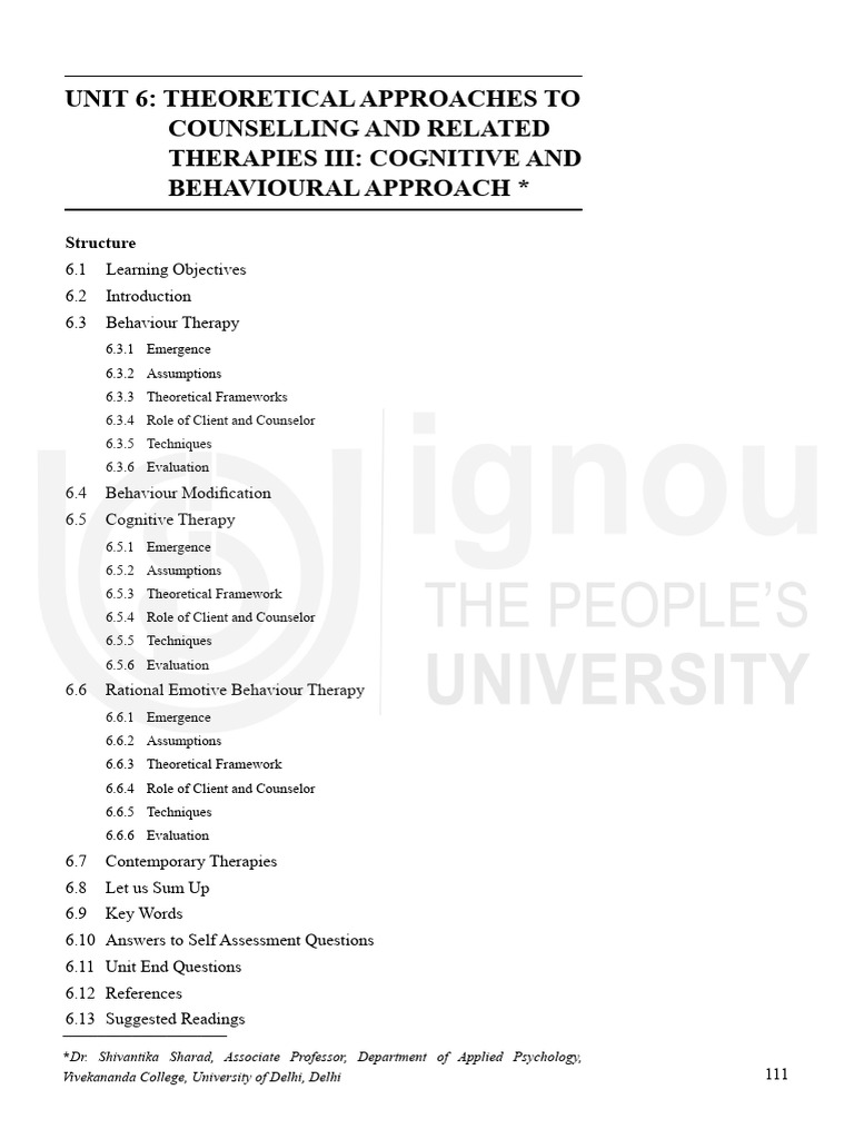 Behavioural & Cognitive Therapy | PDF | Psychotherapy | Cognitive Therapy