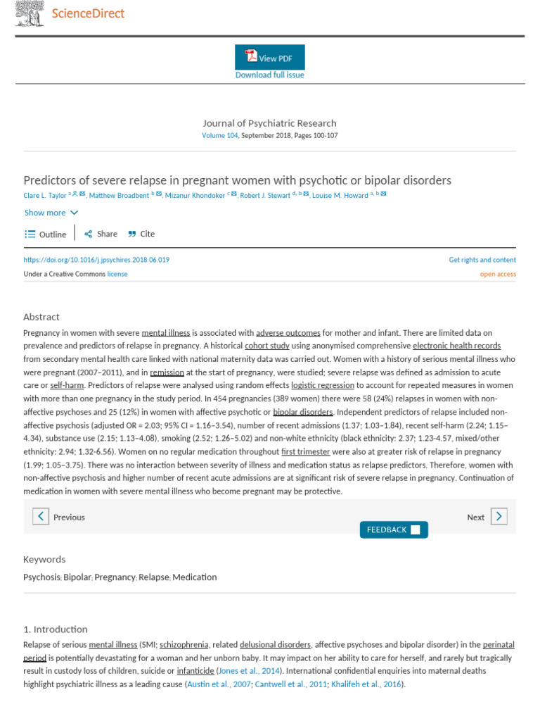 Journal of Psychiatric | PDF | Mental Disorder | Psychosis