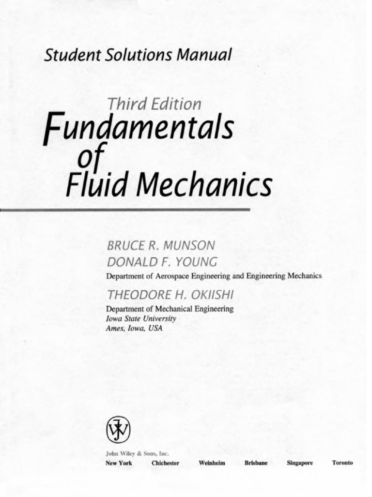 Bruce Roy Munson - Donald F Young - T H Okiishi - Fundamentals of Fluid Mechanics (SOLUTIONS ...