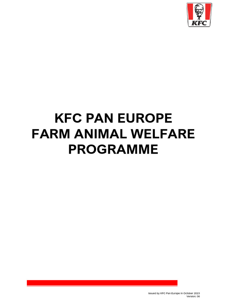 KFC Pan Europe Farm Animal Welfare Programme V6 | PDF | Animal Welfare ...
