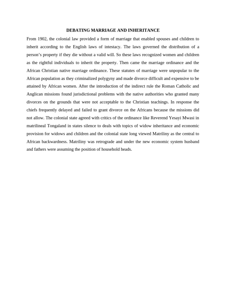Marriage Laws and Inheritance Issues | PDF