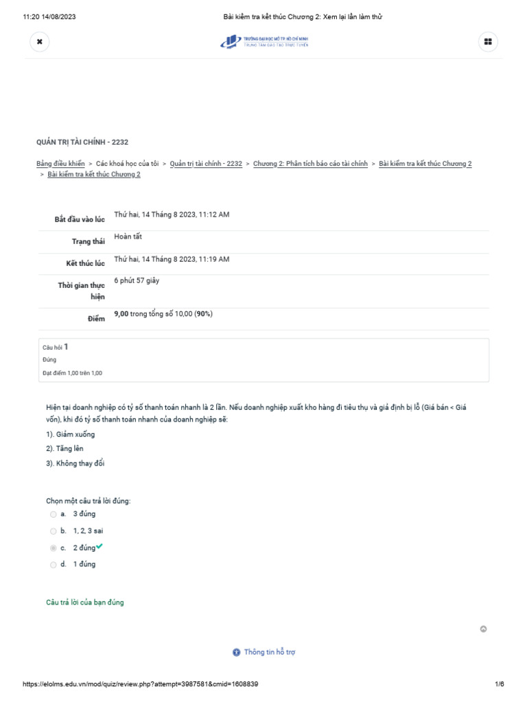 Bài Kiểm Tra Kết Thúc Chương 2 - QTTC | PDF