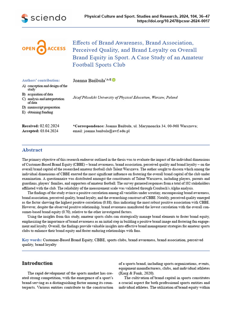 Perceived Quality, and Brand Loyalty On Overall Brand Equity in Sport ...